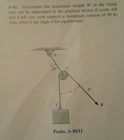 Solved 3-11. Determine the maximum weight W of the block | Chegg.com