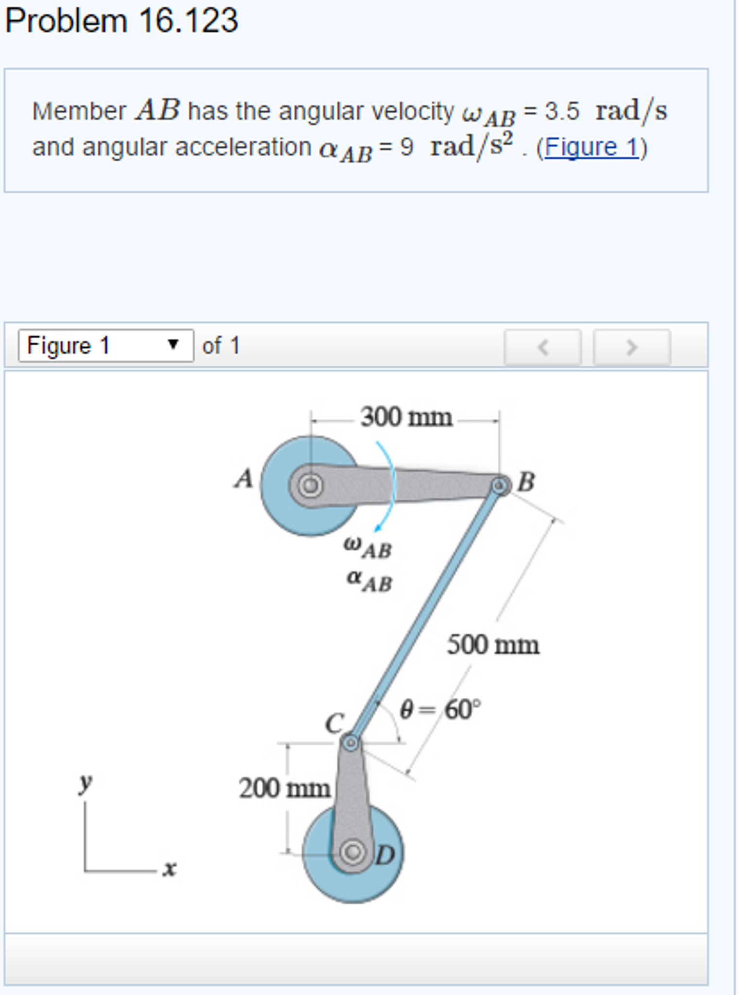 Solved Member AB has the angular velocity ?AB = 3.5 rad/sand | Chegg.com Solved Member AB has the angular velocity ?AB = 3.5 rad/sand | Chegg.com