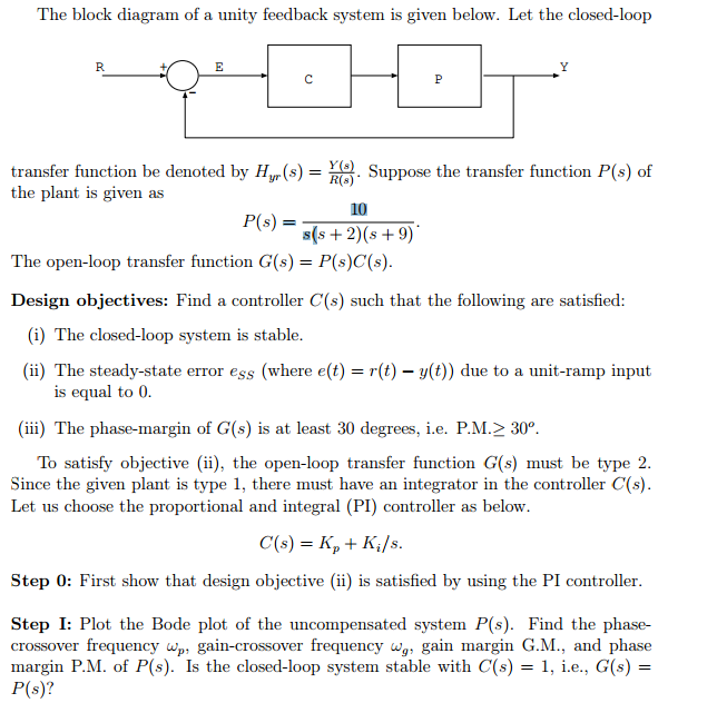 Solved The block diagram of a unity feedback system Ls given | Chegg.com