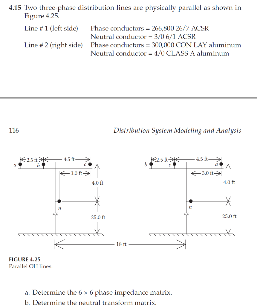 4.15 Two three-phase distribution lines are | Chegg.com