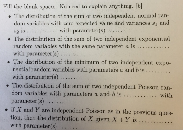 Solved The distribution of the sum of two independent normal | Chegg.com