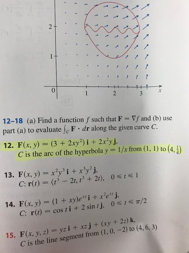 Solved 2 0 12-18 (a) Find a function f such that F Vf and | Chegg.com