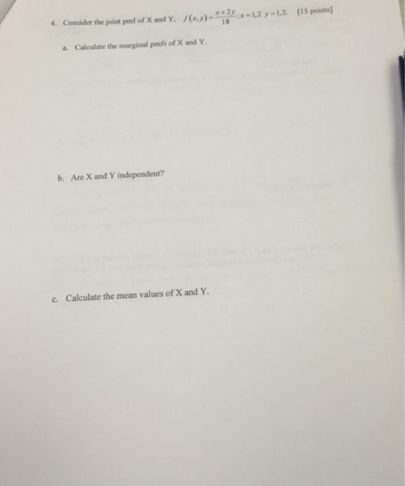 Solved Consider the joint pmf of X and Y, f(x, y) = x + | Chegg.com