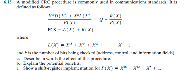 Solved A modified CRC procedure is commonly used in | Chegg.com