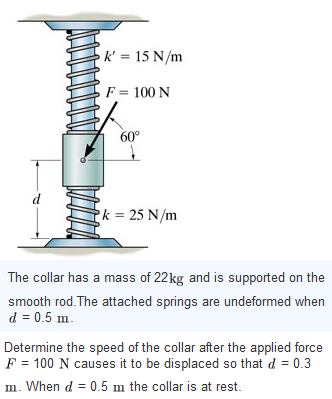 Solved The collar has a mass of 22kg and is supported on the | Chegg.com