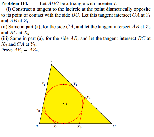 Solved Let ABC be a triangle with incenter I. Construct a | Chegg.com
