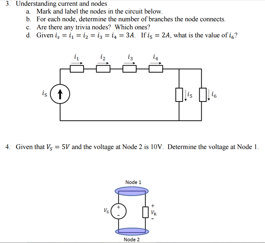 Solved 1. Understanding nodes and meshes a. Mark and label | Chegg.com