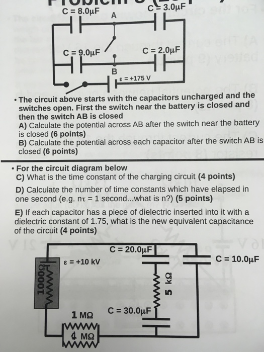 Solved c 3.0uF C 8.0uF C 9.0uF +175 V The circuit above | Chegg.com