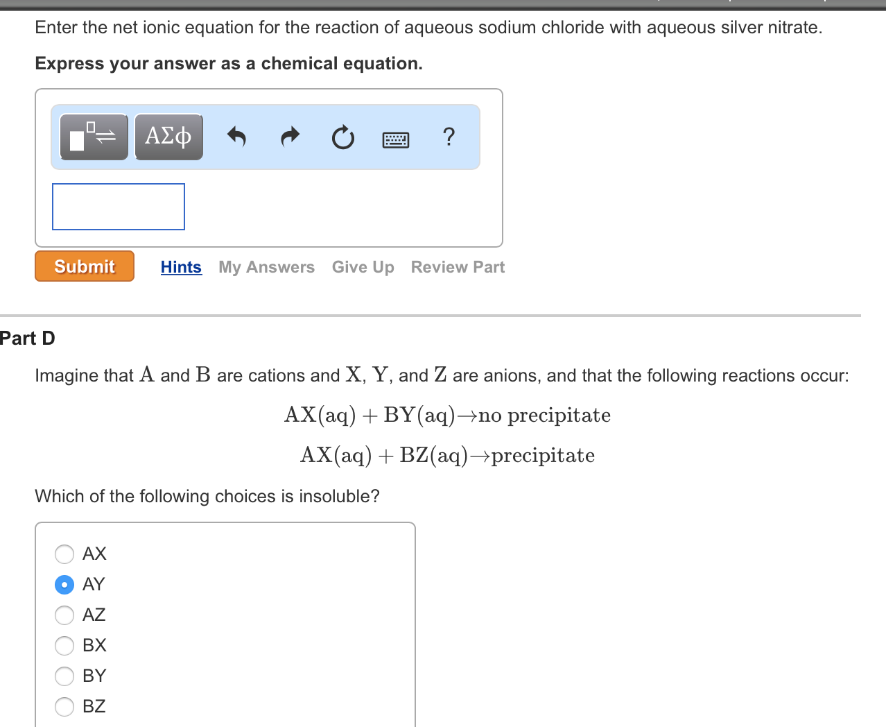 Solved Enter the net ionic equation for the reaction of | Chegg.com
