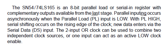 Solved The SN54/74LS165 is an 8-bit parallel load or | Chegg.com