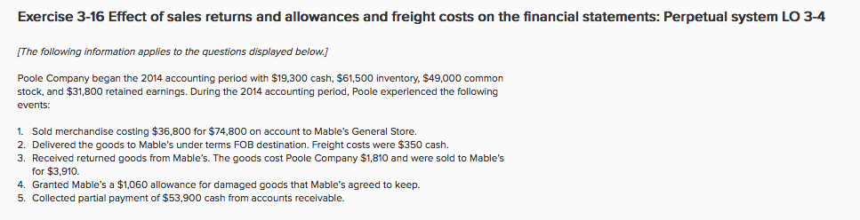 Solved Exercise 3-16 Effect of sales returns and allowances | Chegg.com