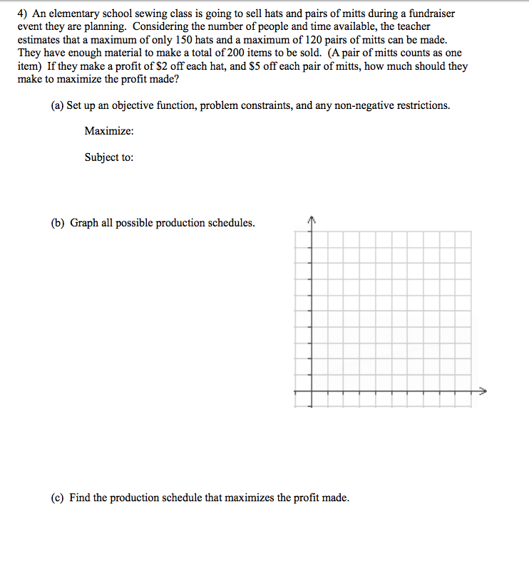 Solved An elementary school sewing class is going to sell | Chegg.com