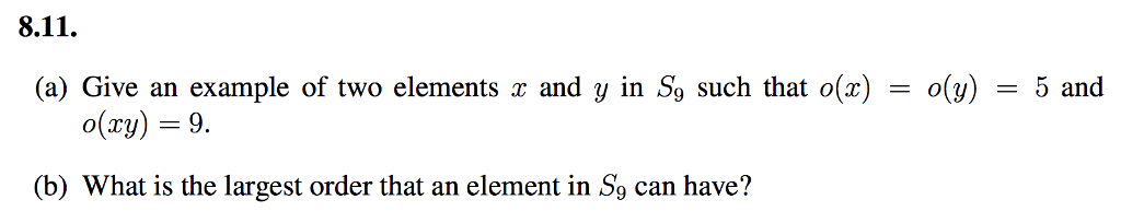 (a) Give an example of two elements x and y in S_9 | Chegg.com