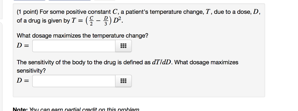 Solved (1 point) For some positive constant C, a patient's | Chegg.com
