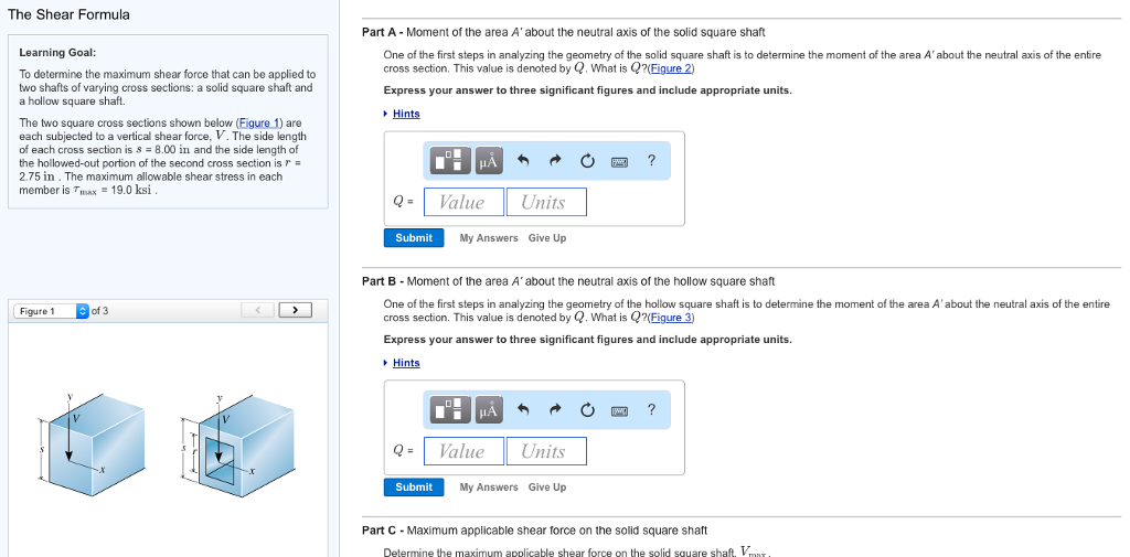 Solved Part C Maximum applicable shear force on the solid | Chegg.com