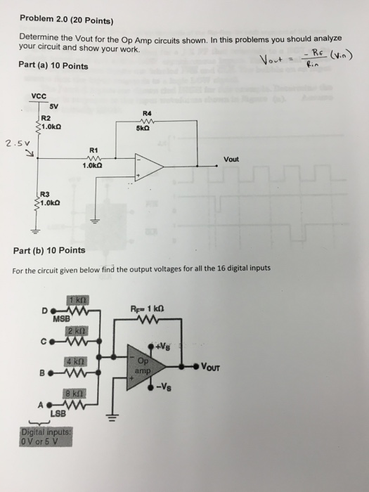 Solved Determine the Vout for the Op Amp circuits shown. In | Chegg.com