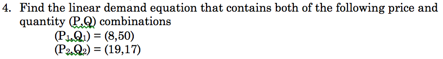 Solved Find the linear demand equation that contains both of | Chegg.com