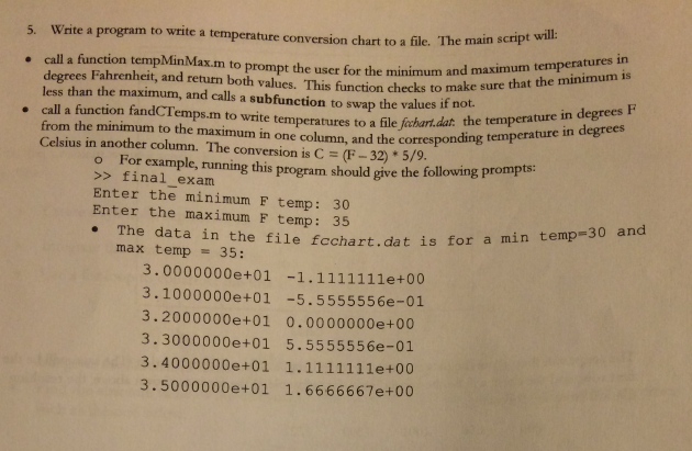 Solved 5. Write a program to wite a temperature conversion | Chegg.com