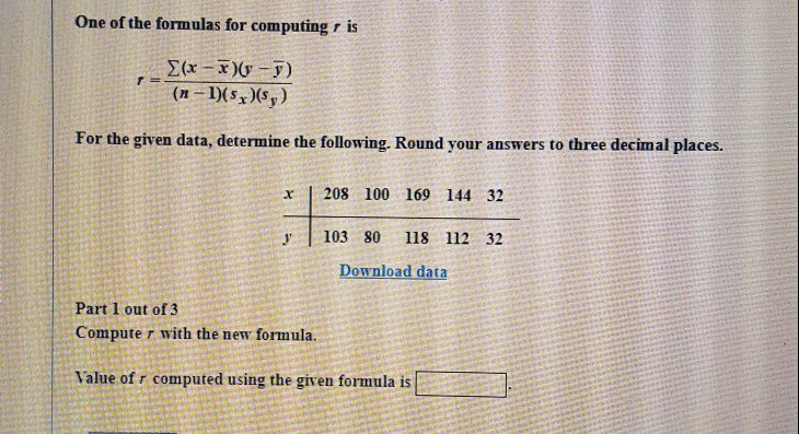 Solved One of the formulas for computing r is (n-1(sSy) For | Chegg.com