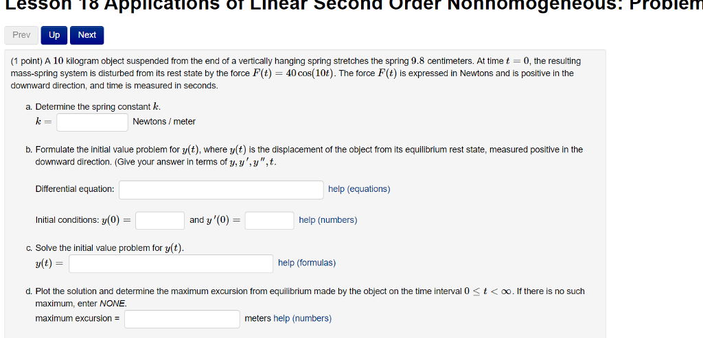 Solved Lesson To Applications of Linear Second Order | Chegg.com