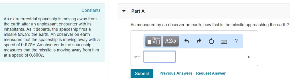 Solved Constants Part A An extraterrestrial spaceship is | Chegg.com