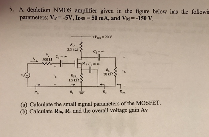 Solved A depletion NMOS amplifier given in the figure below | Chegg.com