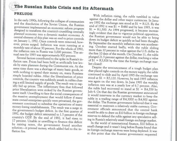 Solved The Russian Ruble crisis and its Aftermath PRELUDE | Chegg.com