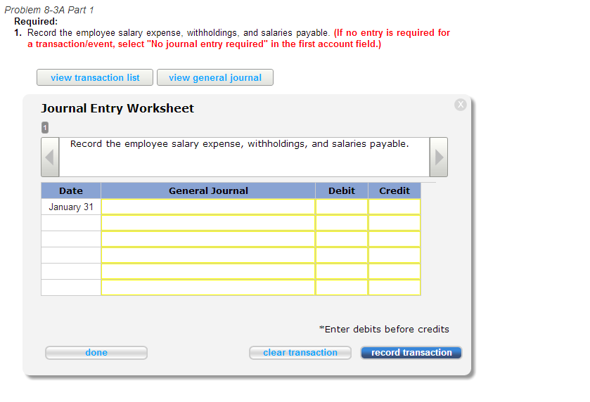 Solved Problem 8-3A Part 3 3. Record the employer payroll | Chegg.com