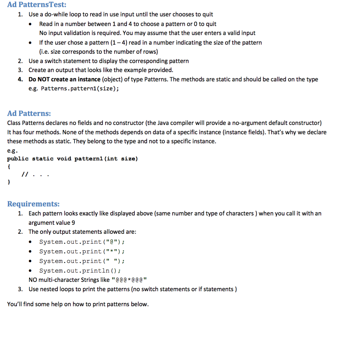 Solved Learning Objectives: . Practice the use of nested for | Chegg.com