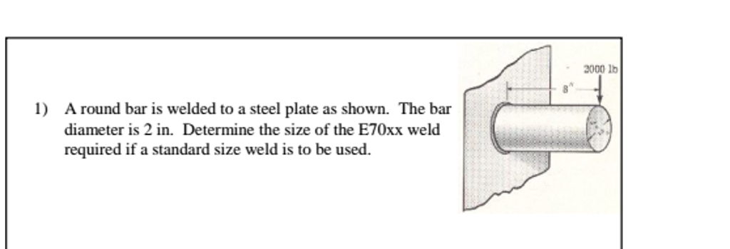 Solved A round bar is welded to a steel plate as shown. The | Chegg.com
