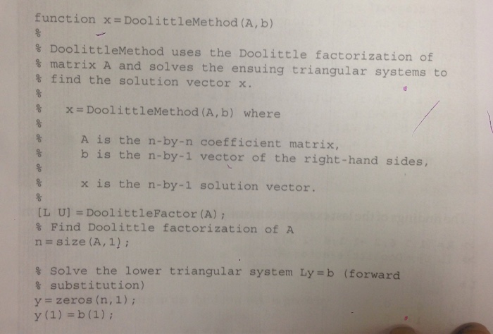 Solved a. Using Doolittle's method, solve each linear system | Chegg.com