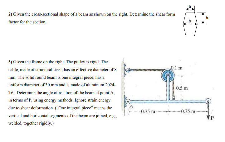 Solved 2) Given the cross-sectional shape of a beam as shown | Chegg.com