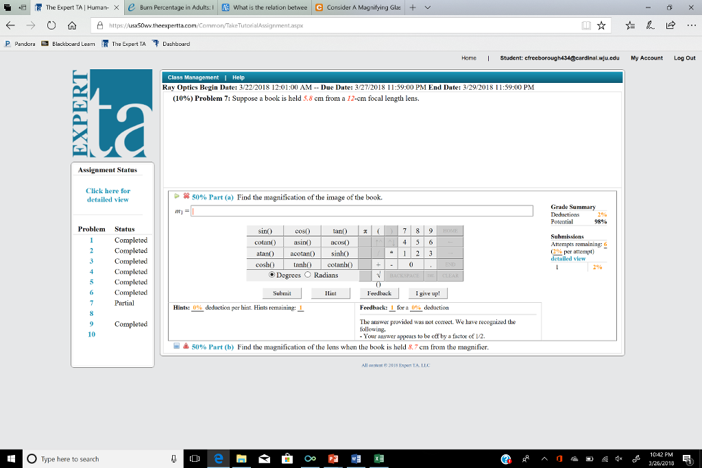 Solved 2 The Expert TA | Human- x e Burn Percentage in | Chegg.com