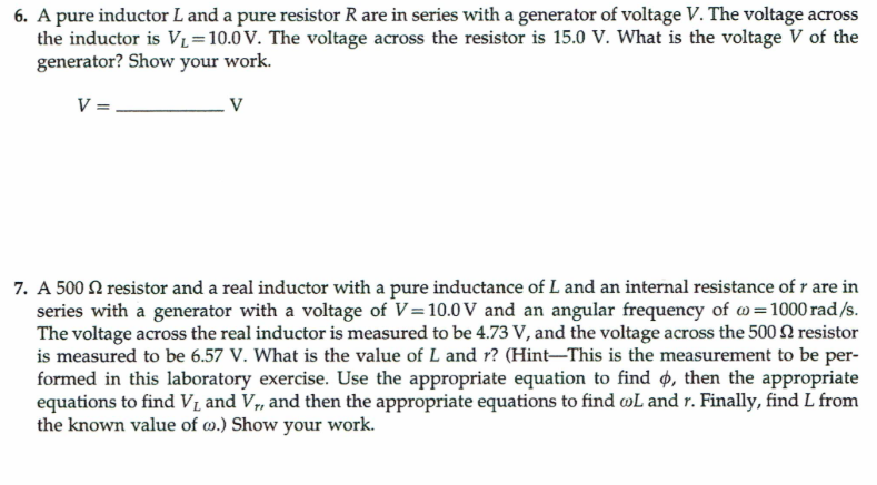 Solved A pure inductor L and a pure resistor R are in series | Chegg.com