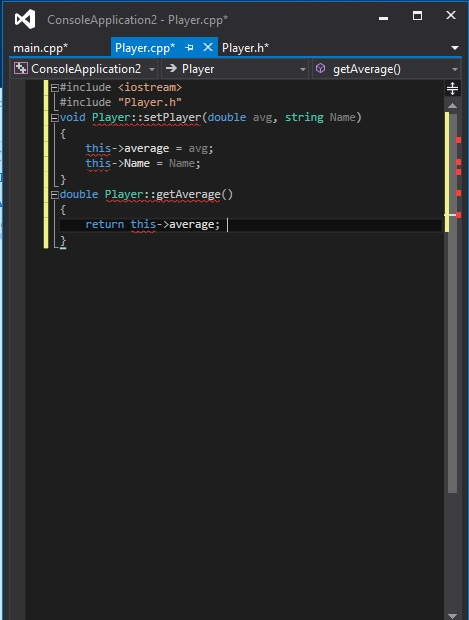 Solved ConsoleApplication2- Player.h* main.cpp Player.cpp* | Chegg.com