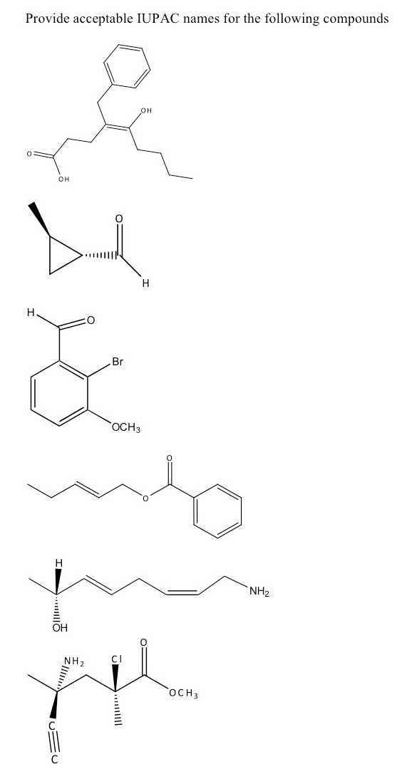 Solved Provide acceptable IUPAC names for the following | Chegg.com