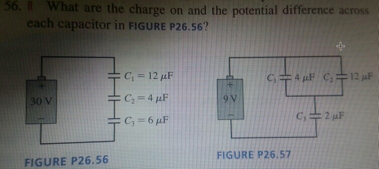 Solved What are the charge on and the potential difference | Chegg.com