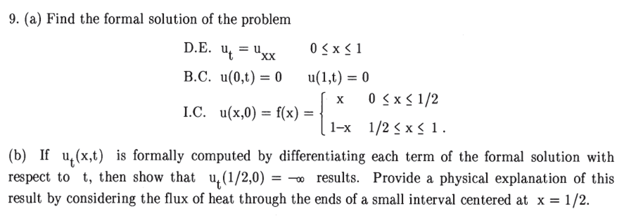 Solved Find the formal solution of the problem D E. u_t = | Chegg.com