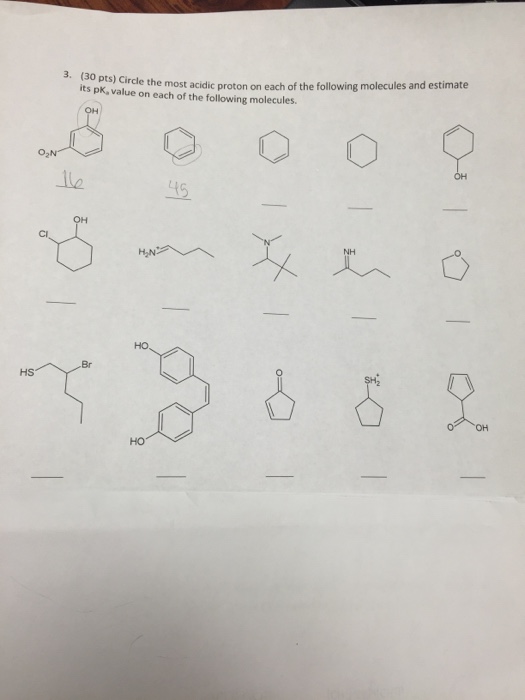 Solved Circle the most acidic proton on each of the | Chegg.com