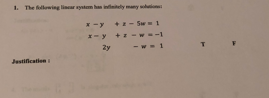 Solved 1. The following linear system has infinitely many | Chegg.com