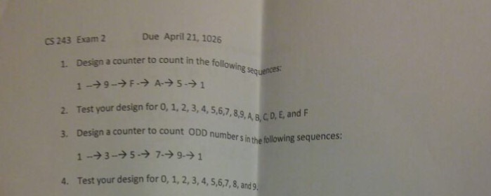 Solved Design a counter to count in the following sequences: | Chegg.com