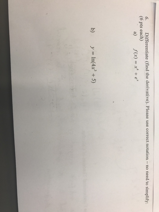Solved Differentiate (find the derivative). Please use | Chegg.com