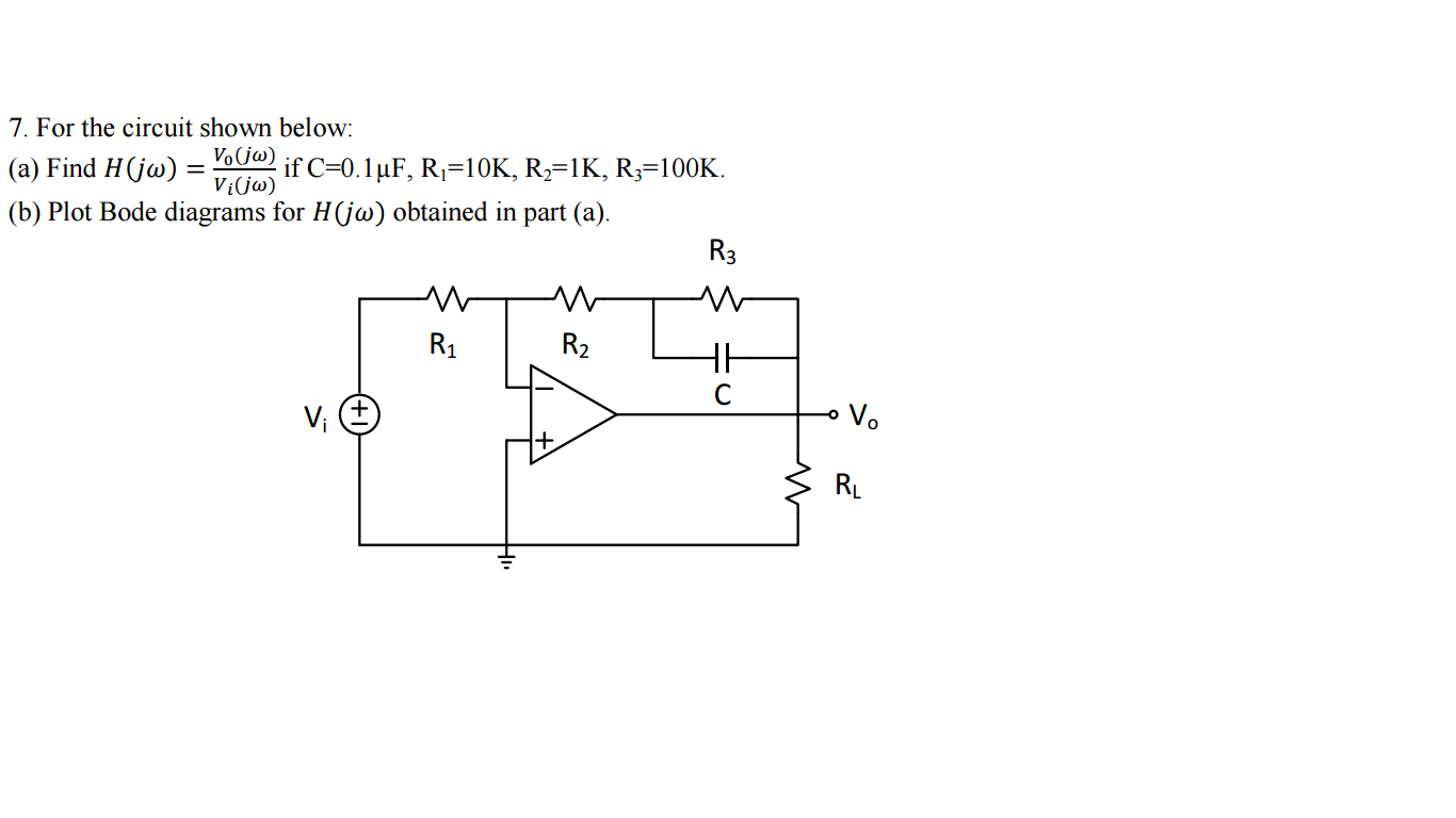 Solved For the circuit shown below: Find H(j omega) = if | Chegg.com