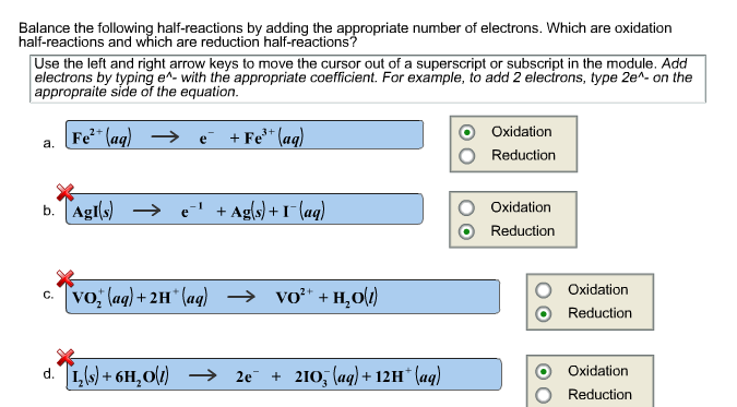 Solved Balance the following half-reactions by adding the | Chegg.com
