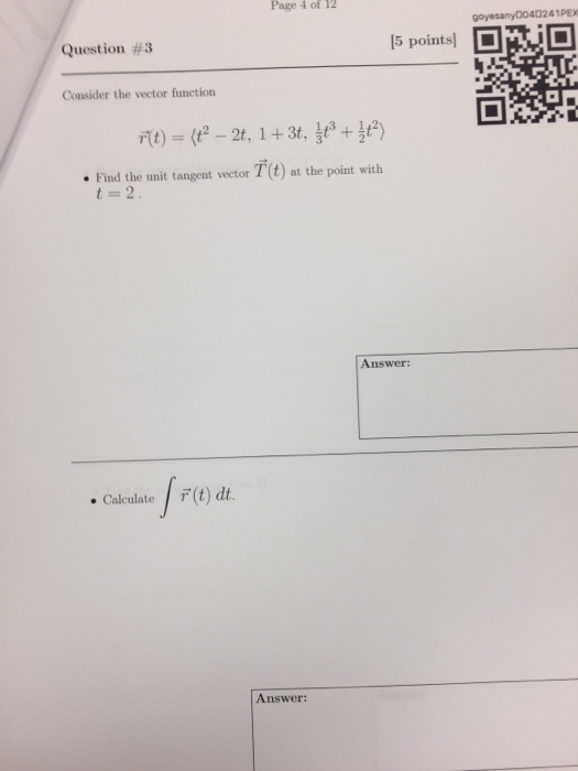 Solved Consider the vector function r(t) = (t^2 - 2t, 1 + | Chegg.com