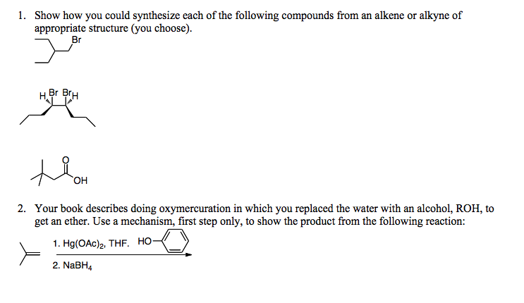 Solved 1. Show how you could synthesize each of the | Chegg.com