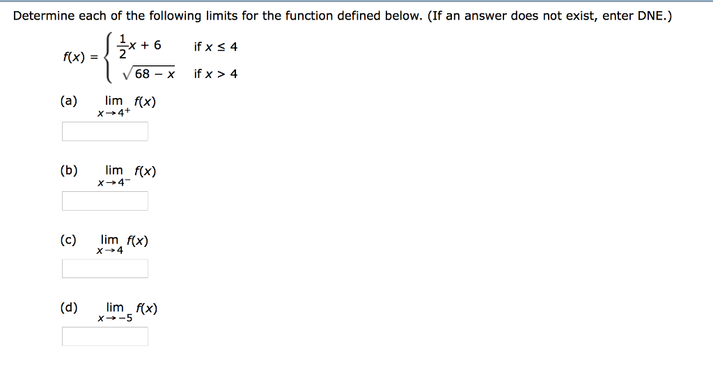 Solved Determine each of the following limits for the | Chegg.com