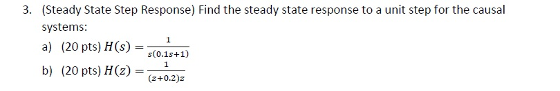 Solved Find the steady state response to a unit step for the | Chegg.com