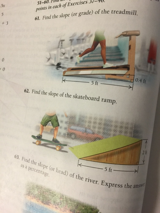 Solved Find the slope (or grade) of the treadmill. Find the | Chegg.com