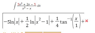 Solved Integrate 5x^2+2x-5/x^3-x dx | Chegg.com